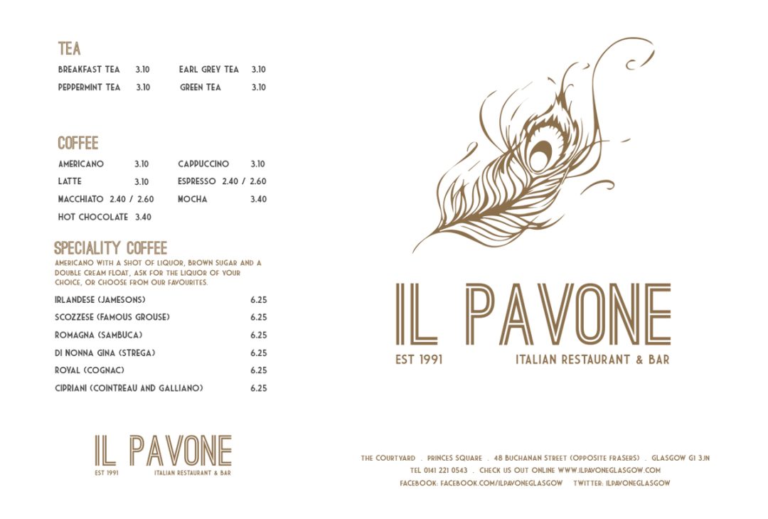 Dessert Menu | Il Pavone Restaurant