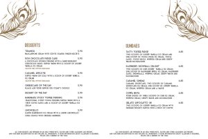 Dessert Menu | Il Pavone Restaurant