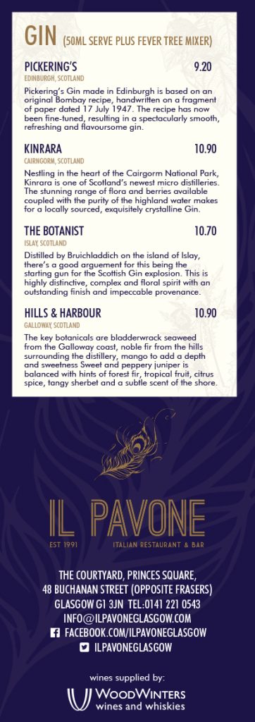 Drinks Menu | Il Pavone Restaurant