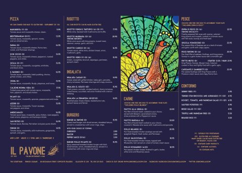 A la Carte Menu | Il Pavone Restaurant