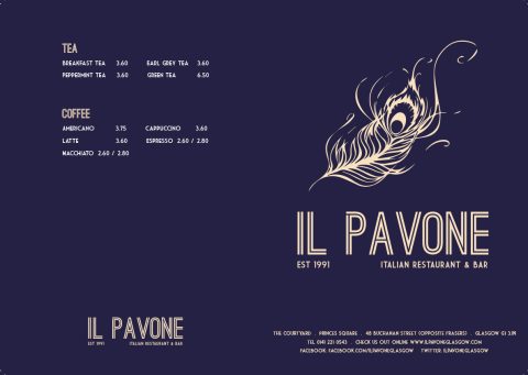 Dessert Menu | Il Pavone Restaurant