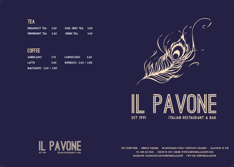 Dessert Menu | Il Pavone Restaurant